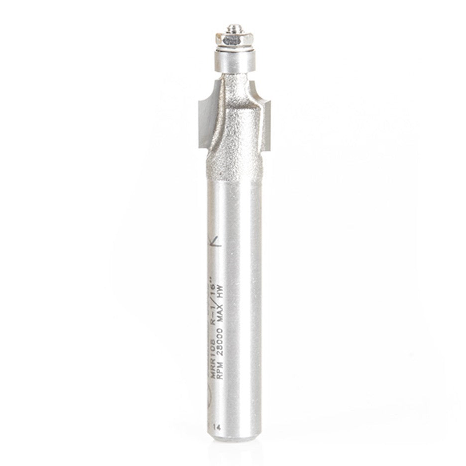 Amana Tool Roundover Router Bit R 1/16 inch with Ball Bearing MRR108